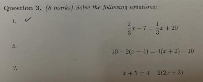 Solved Question 3. ( 6 marks) Solve the following equations: | Chegg.com