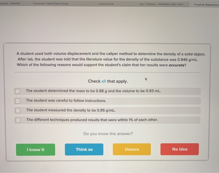 Solved Transcripts Miami Dade College Course Home Exp. 2: | Chegg.com