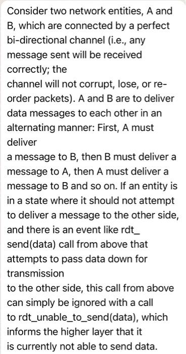 Solved Consider two network entities, A and B, which are | Chegg.com