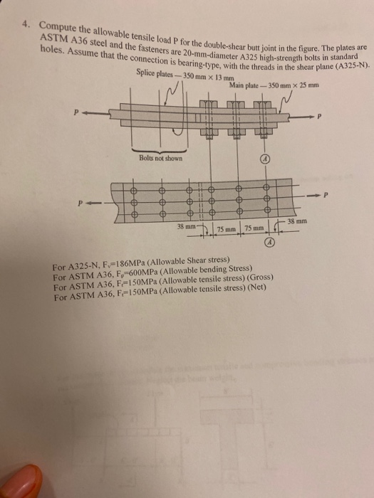 Solved 4. Compute the allowable tensile load P for the | Chegg.com