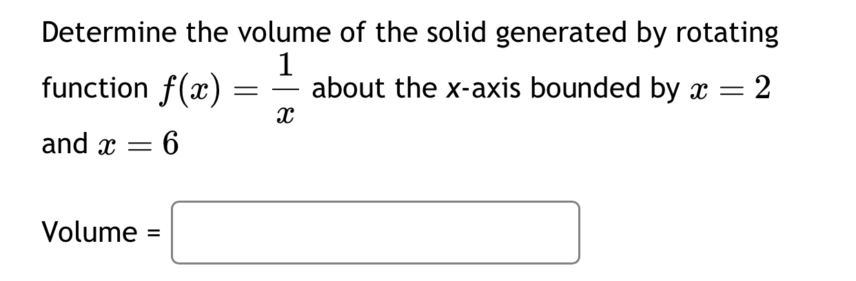 Solved Determine the volume of the solid generated by | Chegg.com