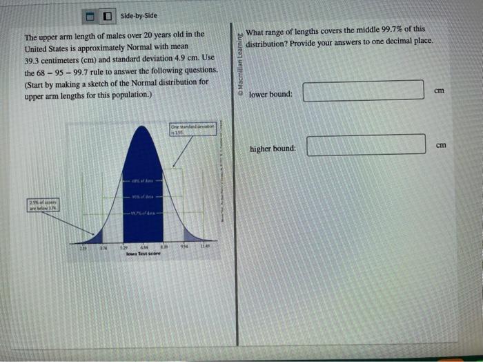 Solved The upper arm length of males over 20 years old in | Chegg.com