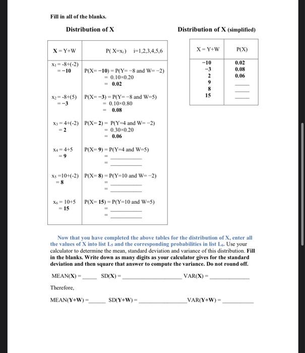 Sums and Differences of Random Variables You must use | Chegg.com
