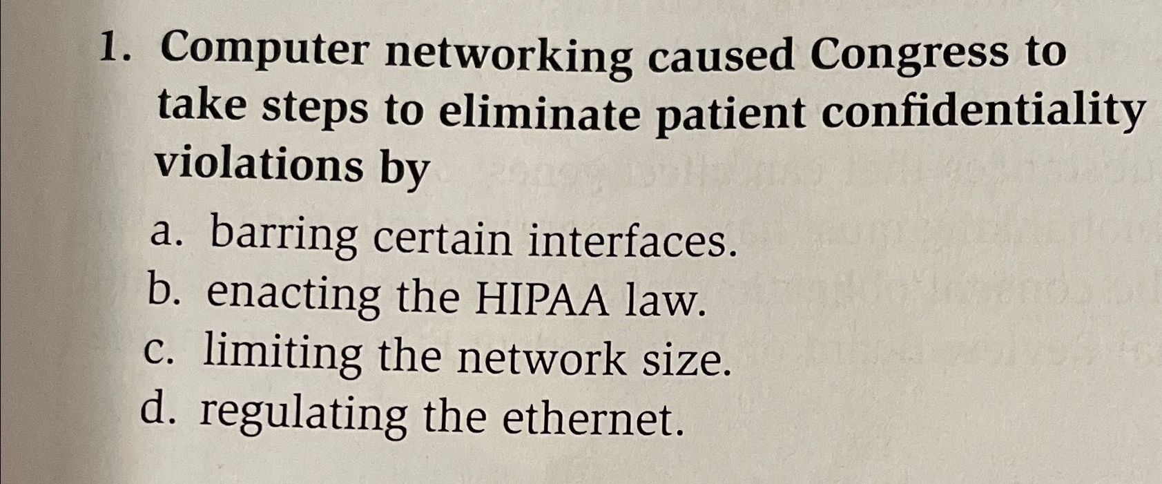Solved Computer networking caused Congress to take steps to | Chegg.com