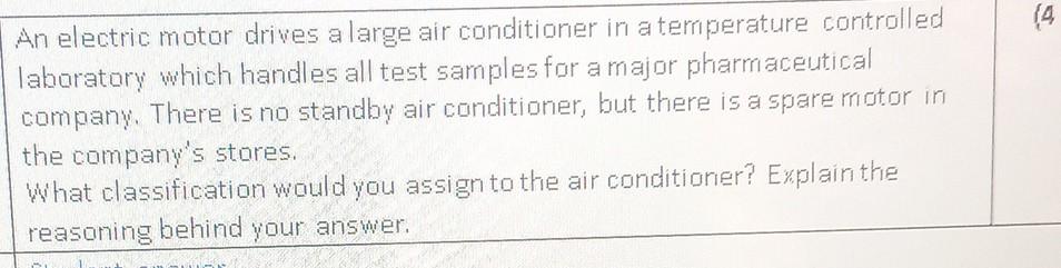 Solved An electric motor drives a large air conditioner in a | Chegg.com