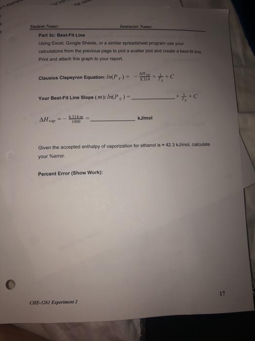 Solved Student Name: Instructor Name DATA (EXP #2): Part 1: | Chegg.com