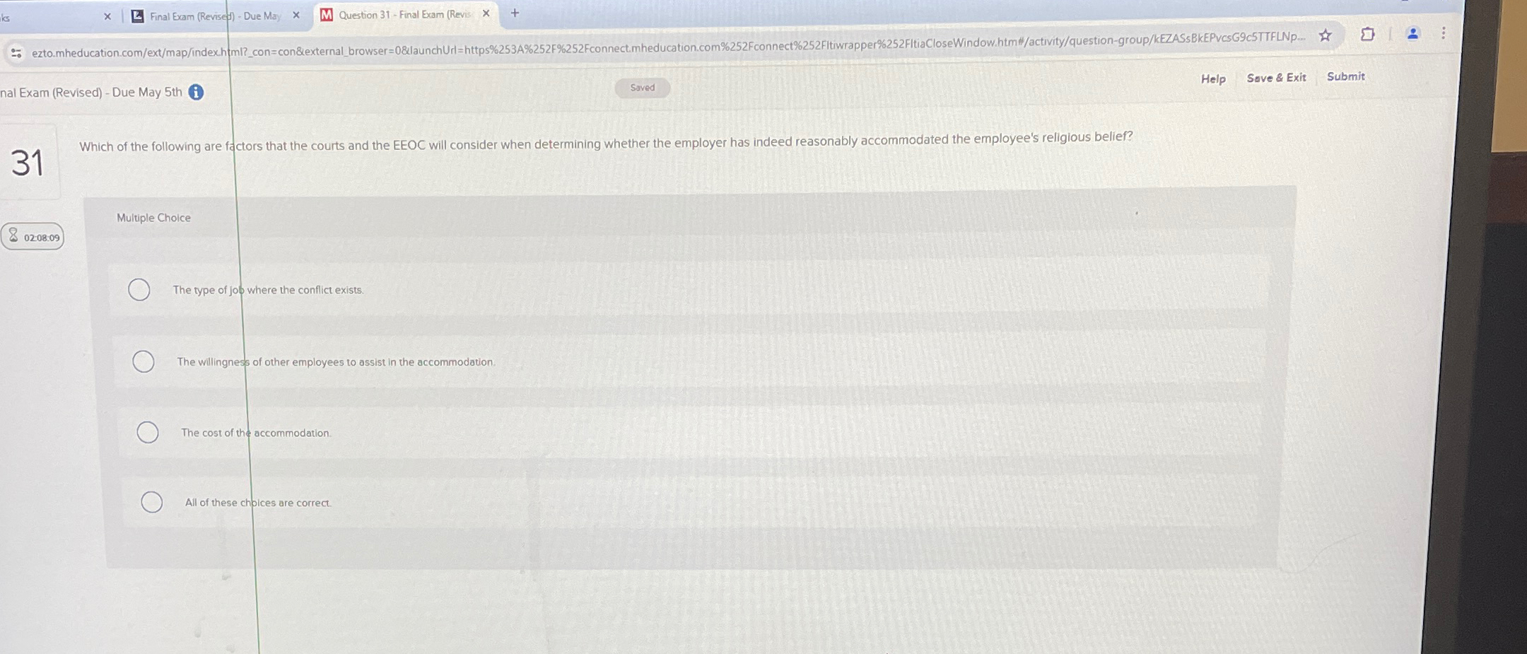 Solved SavedHelpSove & ExitSubmitnal Exam (Revised) - ﻿Due | Chegg.com