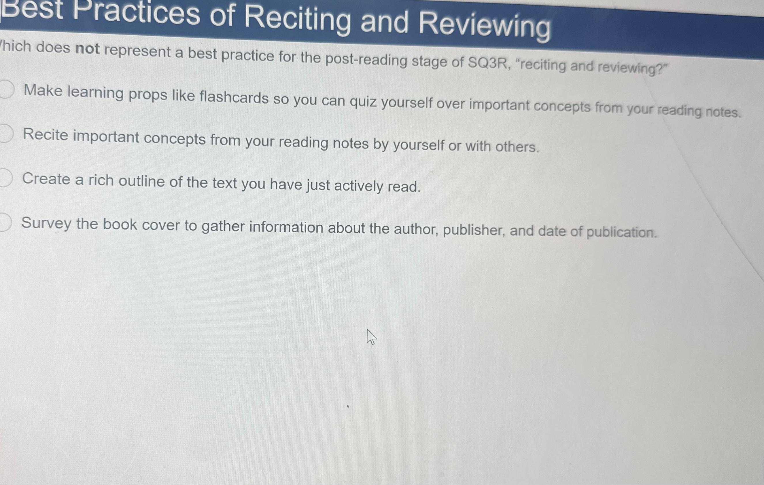 Solved Best Practices of Reciting and Reviewinghich does not | Chegg.com