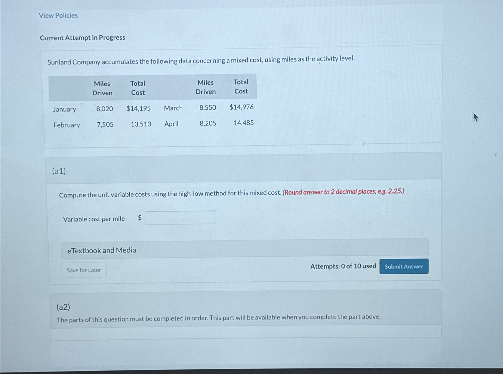 Solved View PoliciesCurrent Attempt in ProgressSunland | Chegg.com