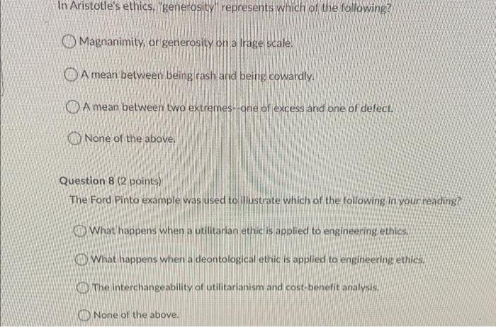 Solved In Aristotle's ethics. generosity" represents which | Chegg.com