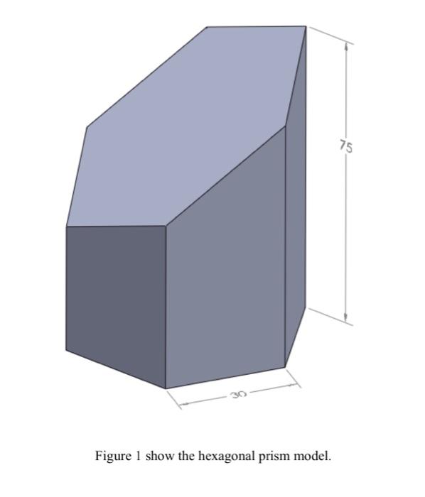 Solved A hexagonal prism of side of base 30mm and axis long | Chegg.com