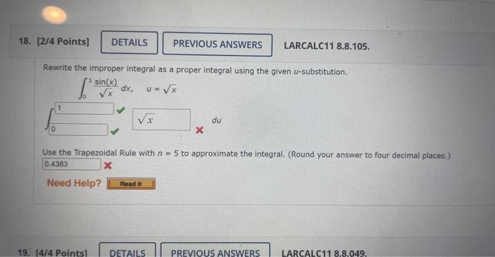 Solved Rewrite the improper integral as a proper integral | Chegg.com