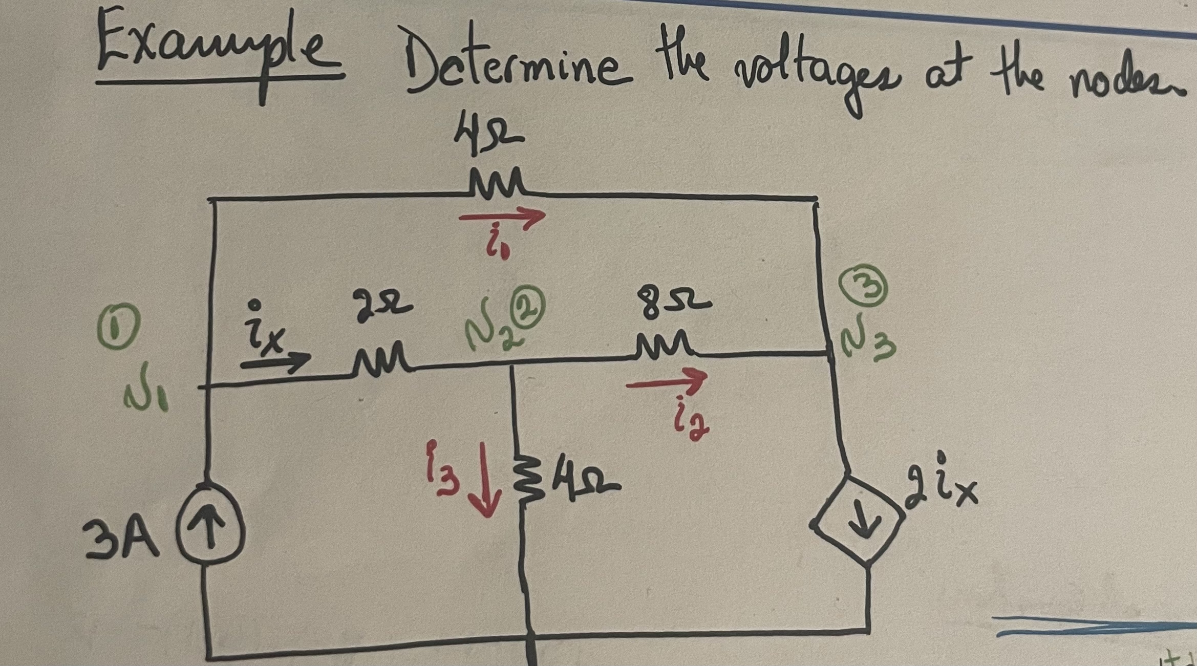 Solved Examuple Determine the voltages at the nodes | Chegg.com