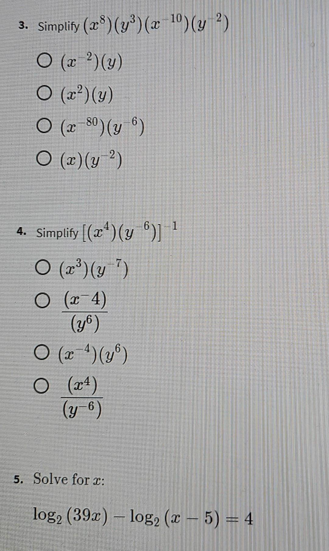 Solved 3. Simplify (x8)(y3)(x−10)(y−2) | Chegg.com