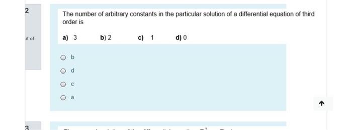 Solved 2 The number of arbitrary constants in the particular | Chegg.com