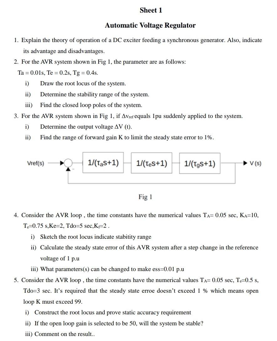 Solved 1. Explain the theory of operation of a DC exciter | Chegg.com