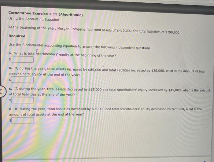 Solved Cornerstone Exercise 1-15 (Algorithmic) Using the | Chegg.com