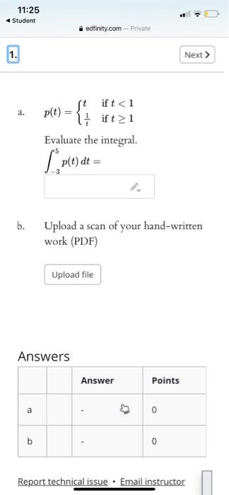 Solved 11:25 Student edfinity.com - Private 1. Next > a. st | Chegg.com