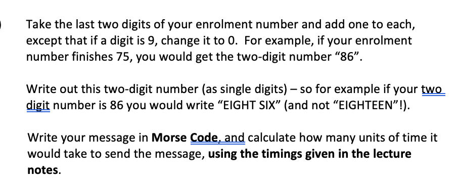 Solved Take the last two digits of your enrolment number and | Chegg.com