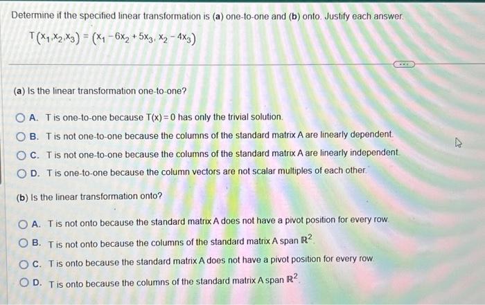 Solved Determine if the specified linear transformation is | Chegg.com