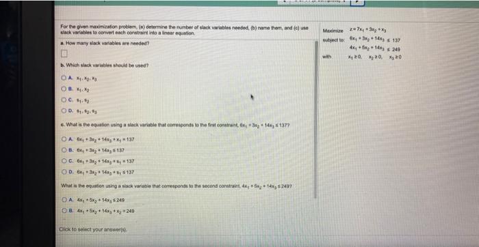 Solved For The Given Maximization Problem A Determine The 