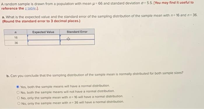 Solved A random sample is drawn from a population with mean | Chegg.com