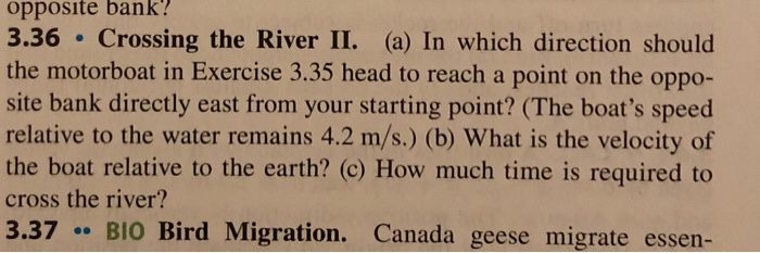 Solved opposite bank! 3.36 • Crossing the River II. (a) In | Chegg.com