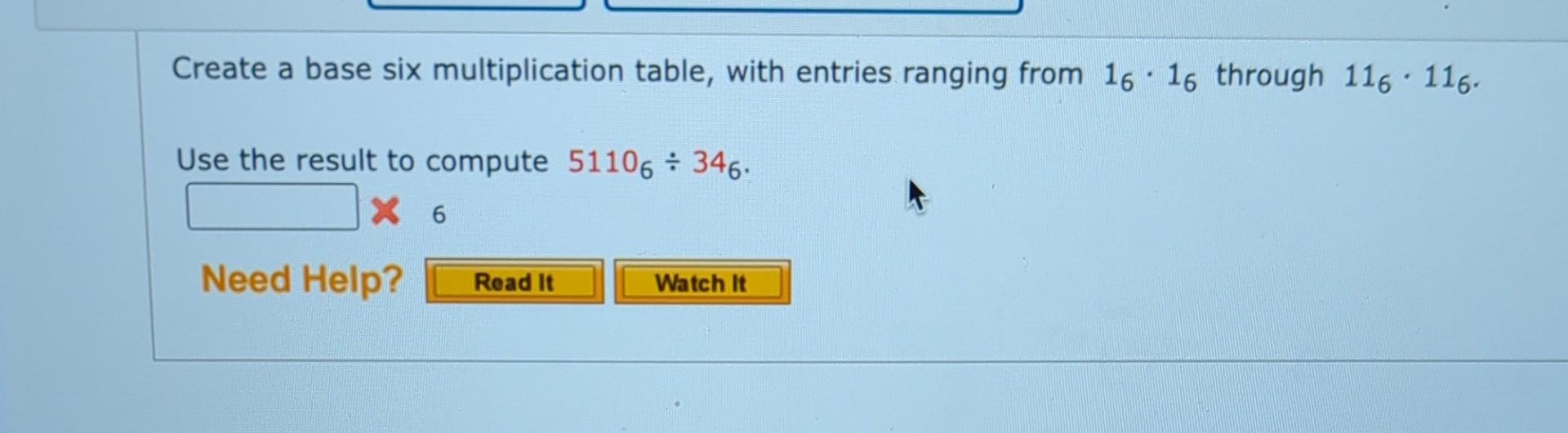 Solved Create a base six multiplication table, with entries | Chegg.com