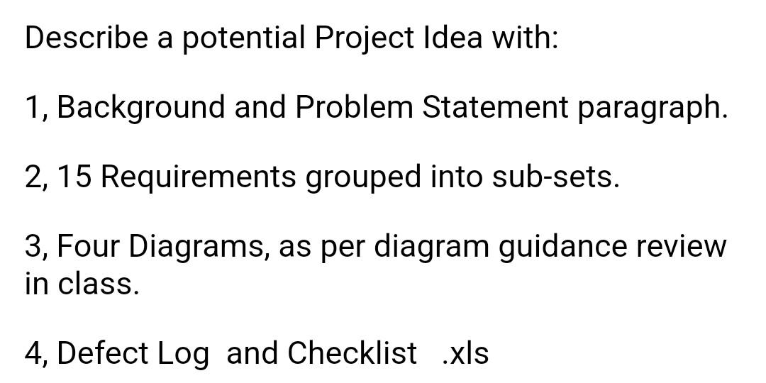 Solved Describe a potential Project Idea with: 1, Background | Chegg.com