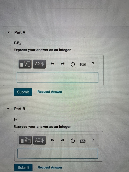 Solved Part A BF3 Express your answer as an integer. VO AEO | Chegg.com