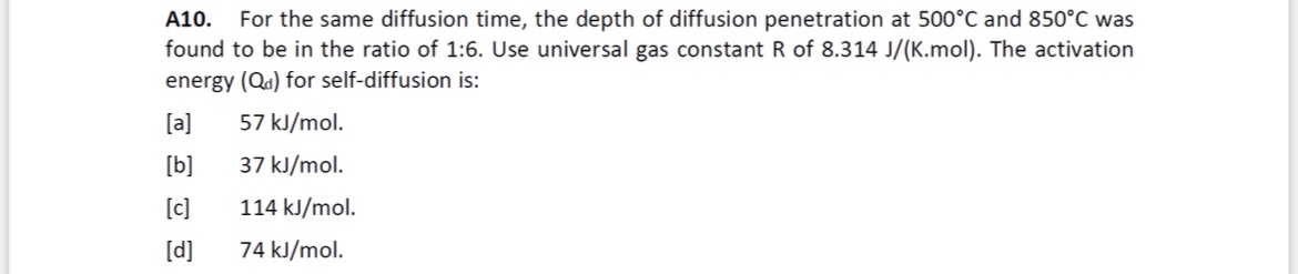 Solved A10. ﻿For the same diffusion time, the depth of | Chegg.com