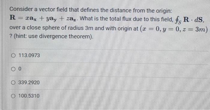 Solved Consider a vector field that defines the distance | Chegg.com