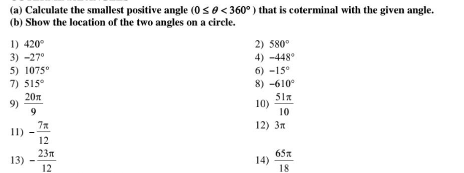 Solved (a) Calculate the smallest positive angle (0≤θ
