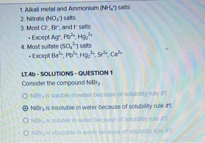 Solved 1. Alkali metal and Ammonium (NH4+)salts 2. Nitrate | Chegg.com