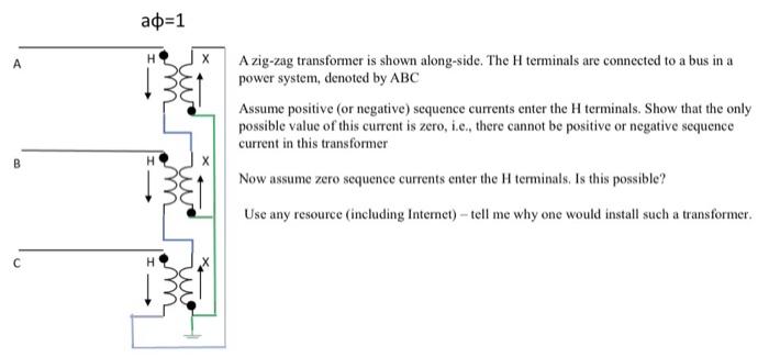 Solved A zig-zag transformer is shown along-side. The H | Chegg.com