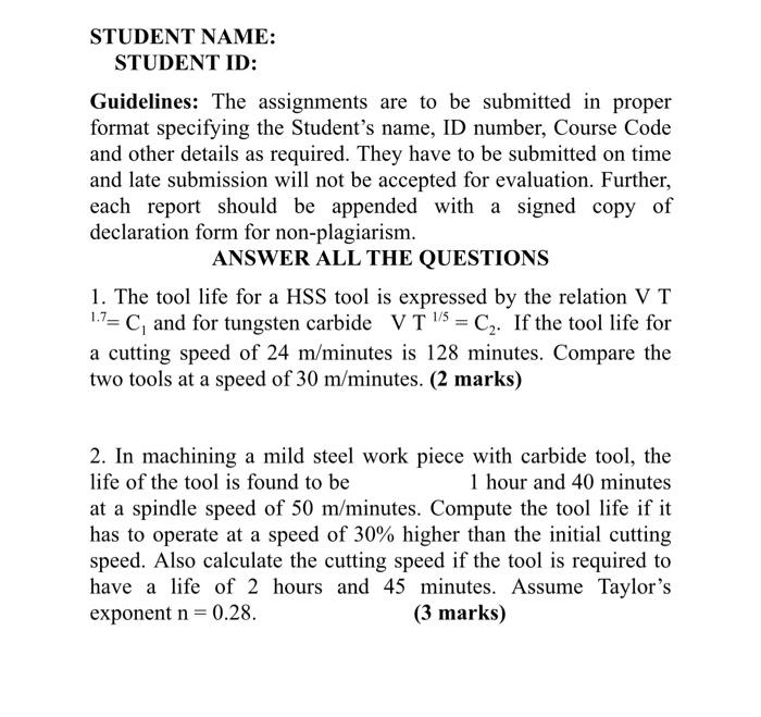 Solved STUDENT NAME: STUDENT ID: Guidelines: The assignments | Chegg.com Solved STUDENT NAME: STUDENT ID: Guidelines: The assignments | Chegg.com