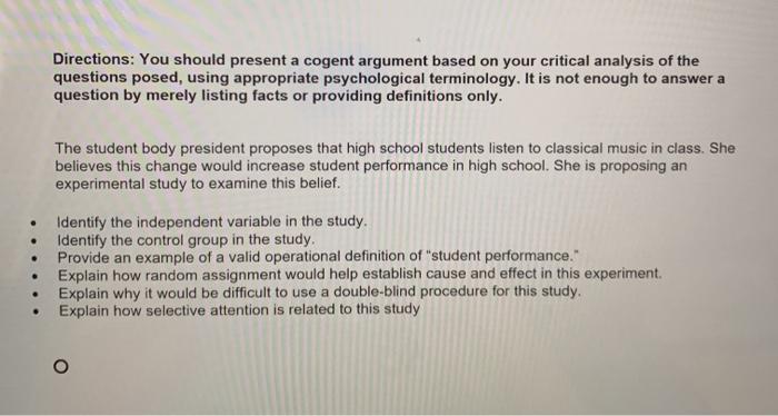 Solved Directions: You should present a cogent argument | Chegg.com