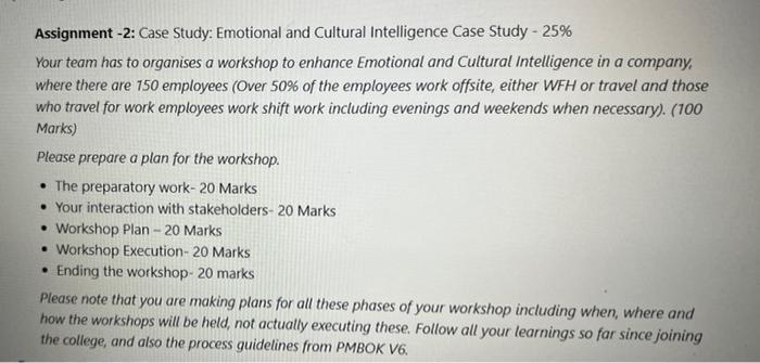 Solved Assignment -2: Case Study: Emotional and Cultural | Chegg.com