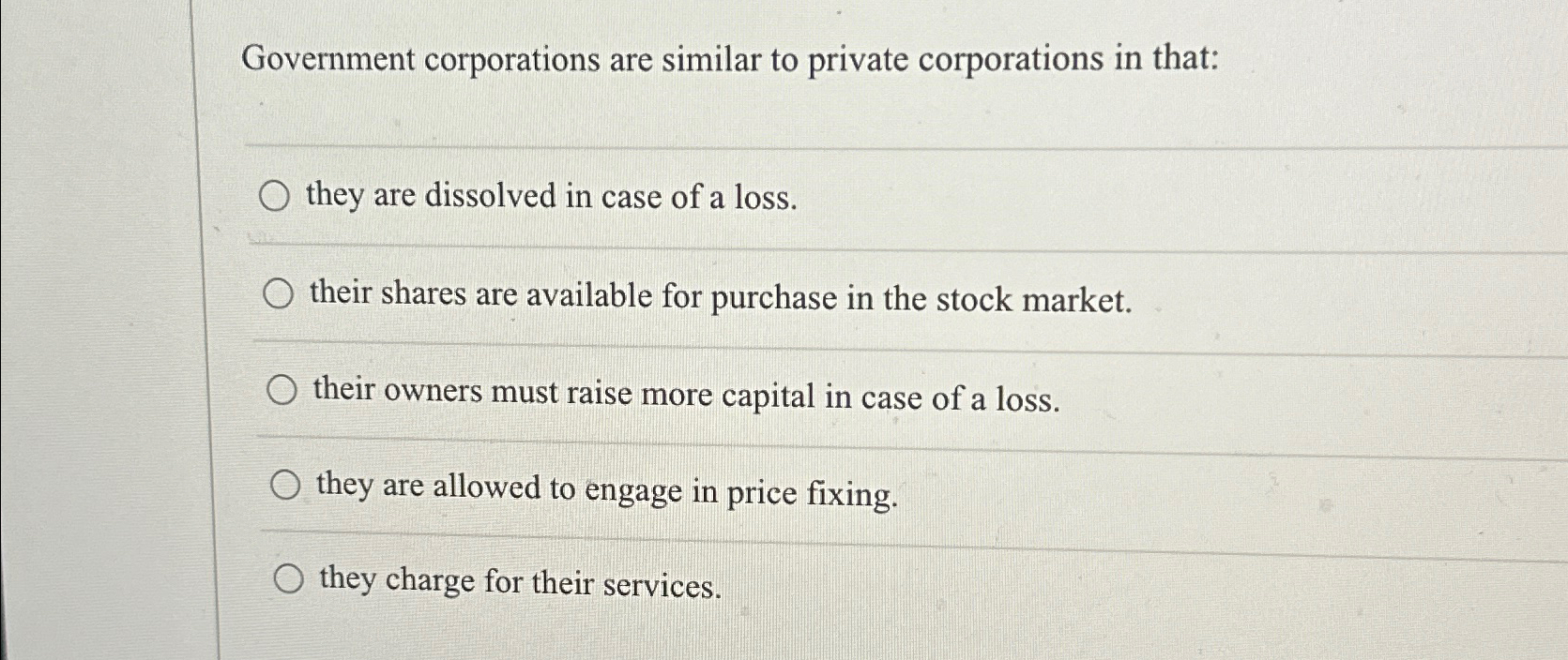 Solved Government corporations are similar to private | Chegg.com
