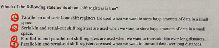 Solved Which of the following statements about shift | Chegg.com