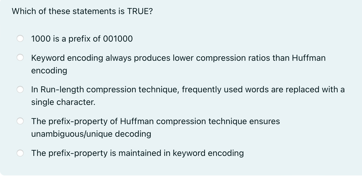 Solved Which of these statements is TRUE?1000 ﻿is a prefix | Chegg.com