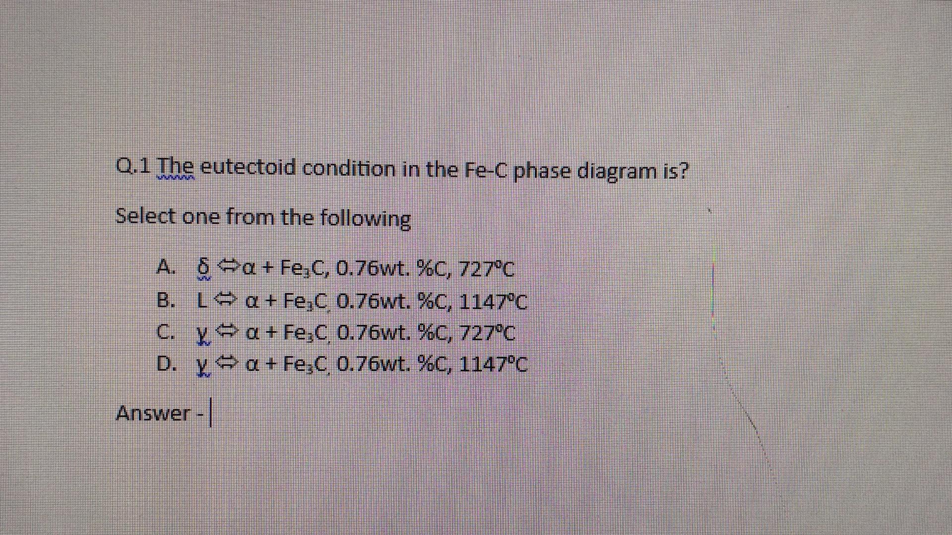 Fe-c Phase Diagram Euectoid Temperature Solved (22) Below Yo