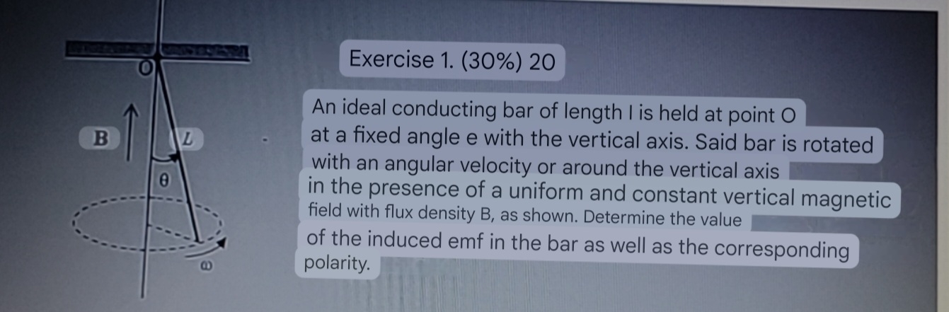 Solved Exercise 1. (30%) 20An ideal conducting bar of length | Chegg.com