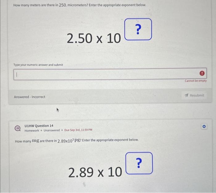 Solved How many meters are there in 250 . micrometers? Enter | Chegg.com