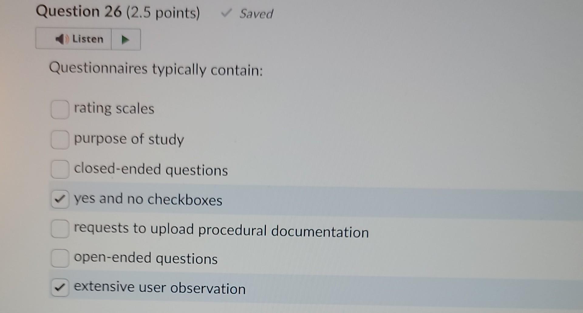 Solved Questionnaires typically contain: rating scales | Chegg.com