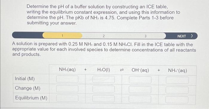 [Solved]: Determine the pH of a buffer solution by construct