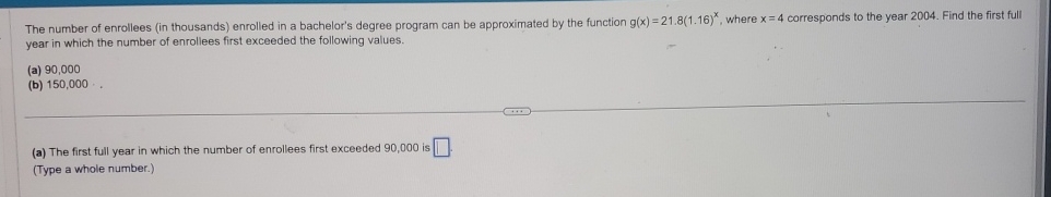 Solved The number of enrollees (in thousands) ﻿enrolled in a | Chegg.com