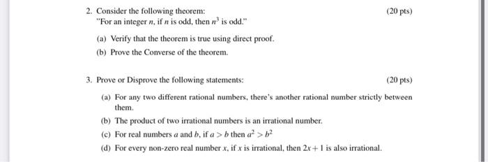 Solved 2. Consider the following theorem: (20pts) "For an | Chegg.com