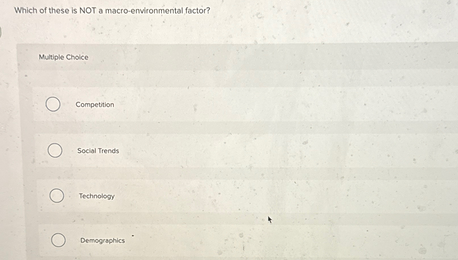 Solved Which of these is NOT a macro-environmental | Chegg.com