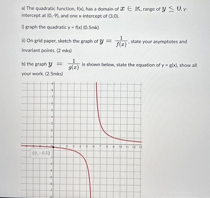 Solved a) The quadratic function, \\( | Chegg.com